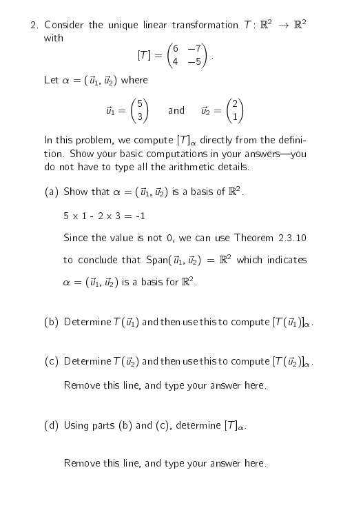 Solved 2. Consider the unique linear transformation T: R2 R2 | Chegg.com