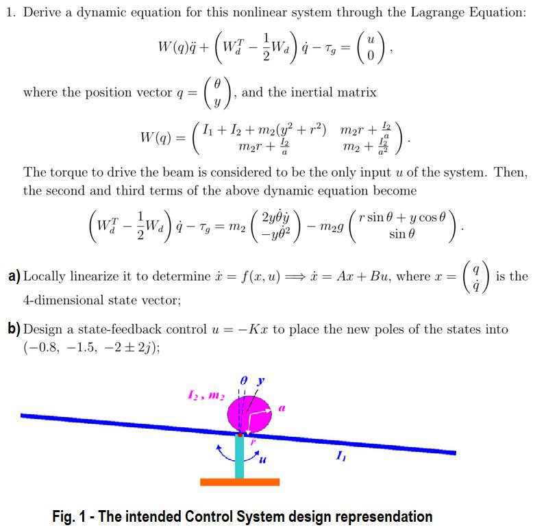 1. Derive a dynamic equation for this nonlinear | Chegg.com