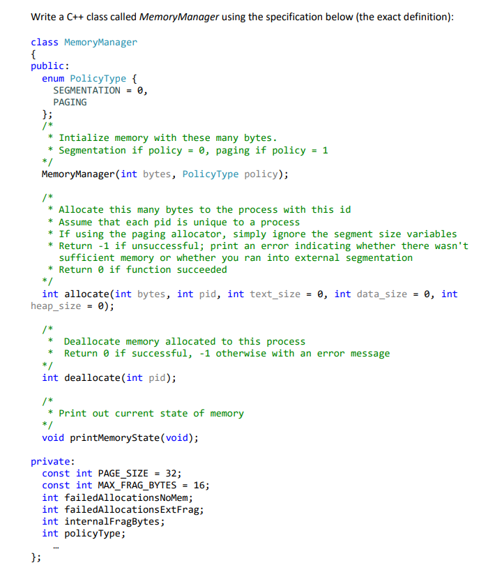 Solved Paging: write a paging-based memory allocator. This | Chegg.com