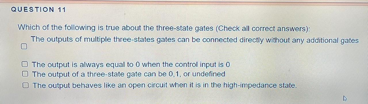 Solved QUESTION 11 Which of the following is true about the | Chegg.com