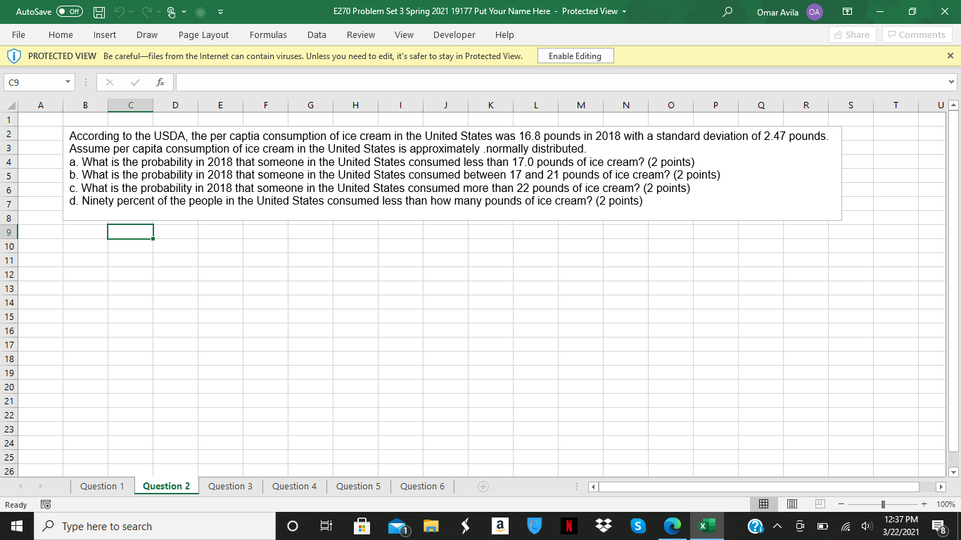 Solved AutoSave Off Ho E270 Problem Set 3 Spring 2021 19177 | Chegg.com