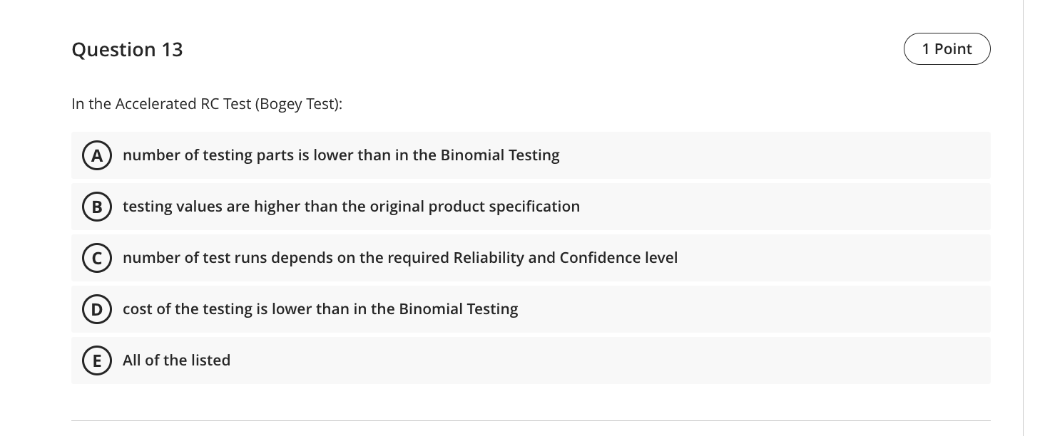 Solved Question 13 1 Point In the Accelerated RC Test (Bogey | Chegg.com