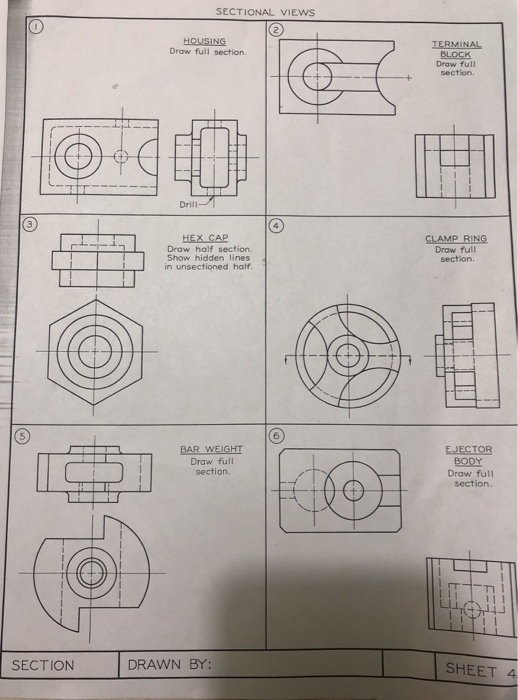 SECTIONAL VIEWS Draw full section. BLOCK Draw full | Chegg.com