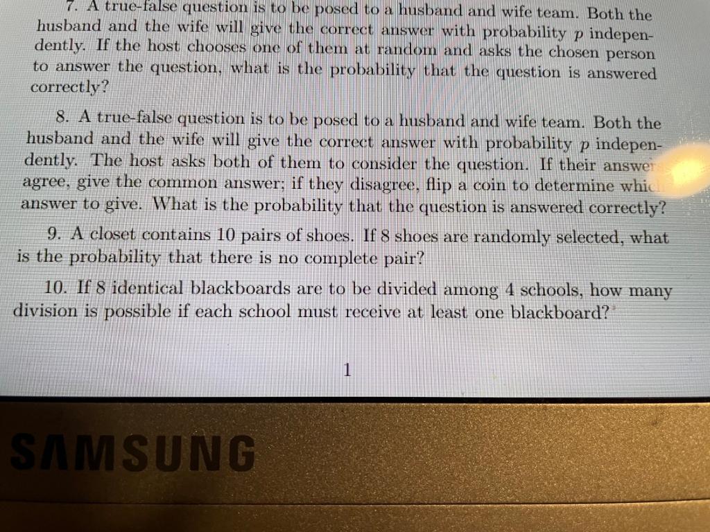 Solved husband and the wife will give the correct answer | Chegg.com