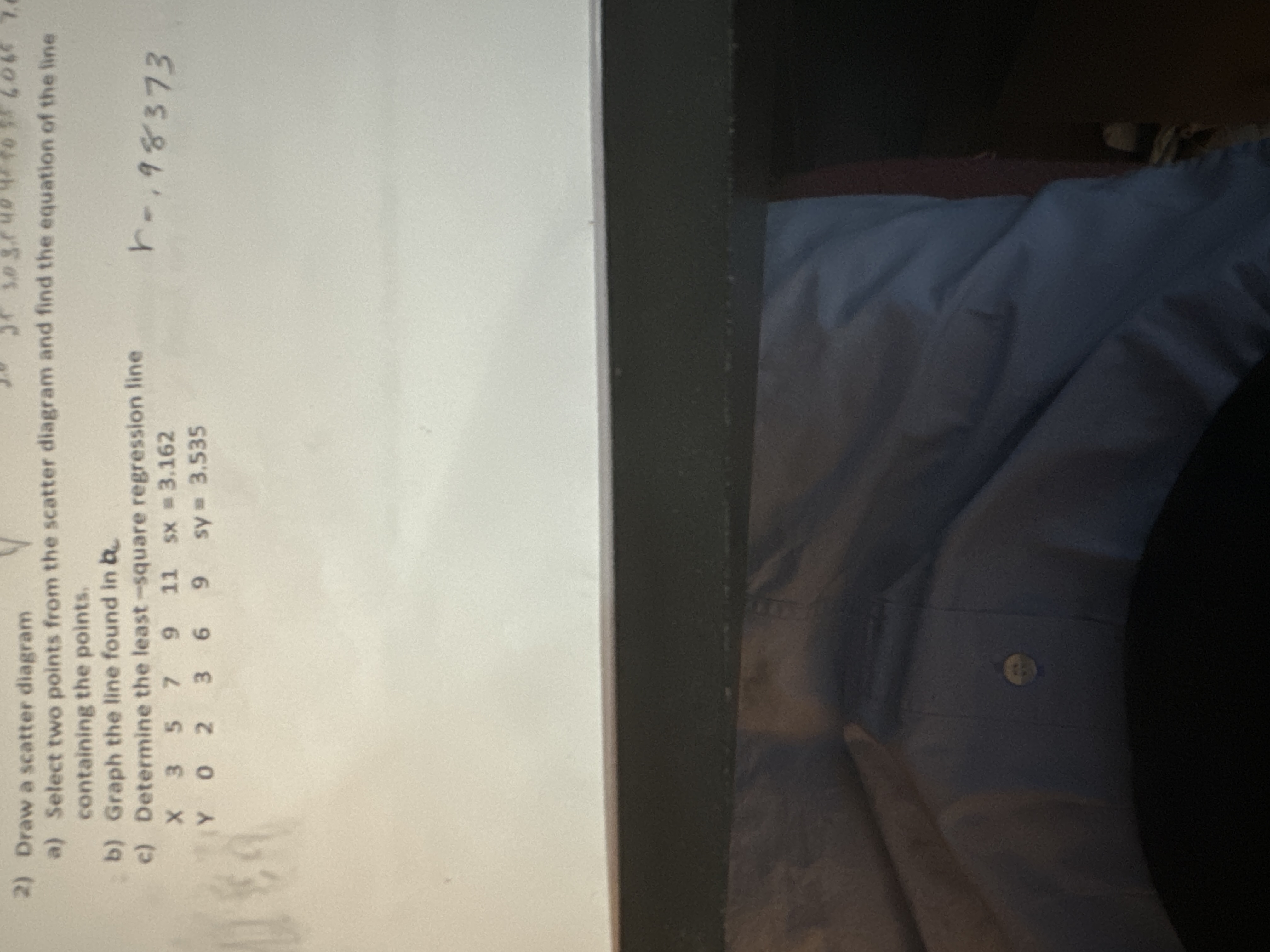 Solved 2) Draw a scatter diagram a) Select two points from | Chegg.com