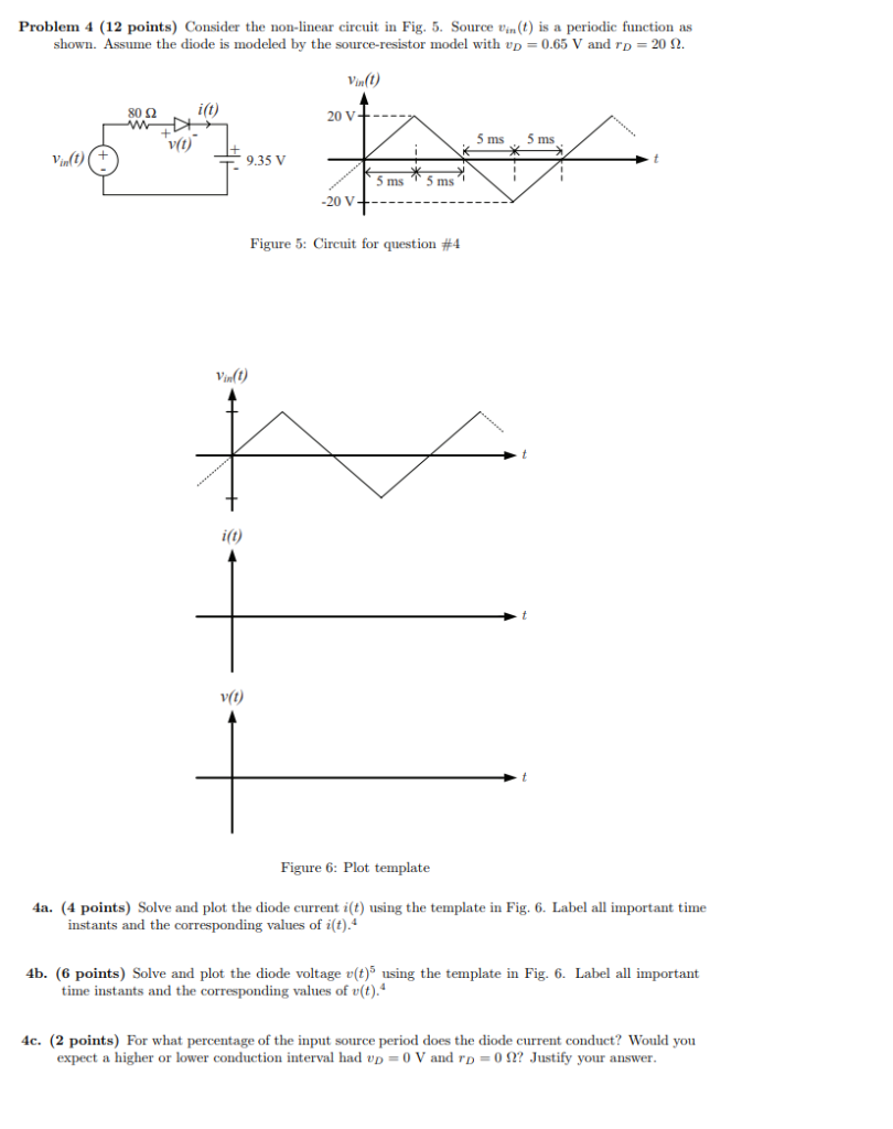 Problem 4 (12 points) Consider the non-linear circuit | Chegg.com