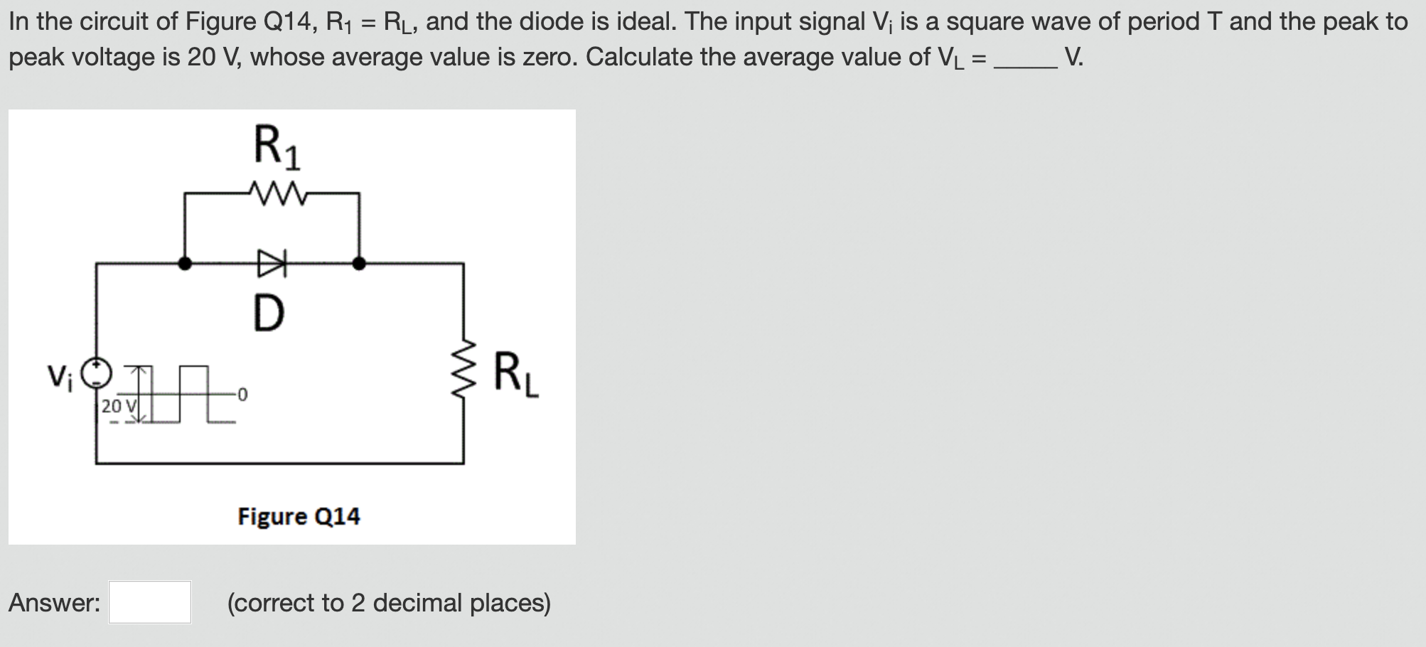 Solved In the circuit of Figure Q14, R1 = RL, and the diode | Chegg.com