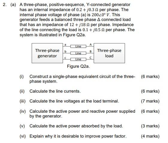 Solved a) A three-phase, positive-sequence, Y-connected | Chegg.com