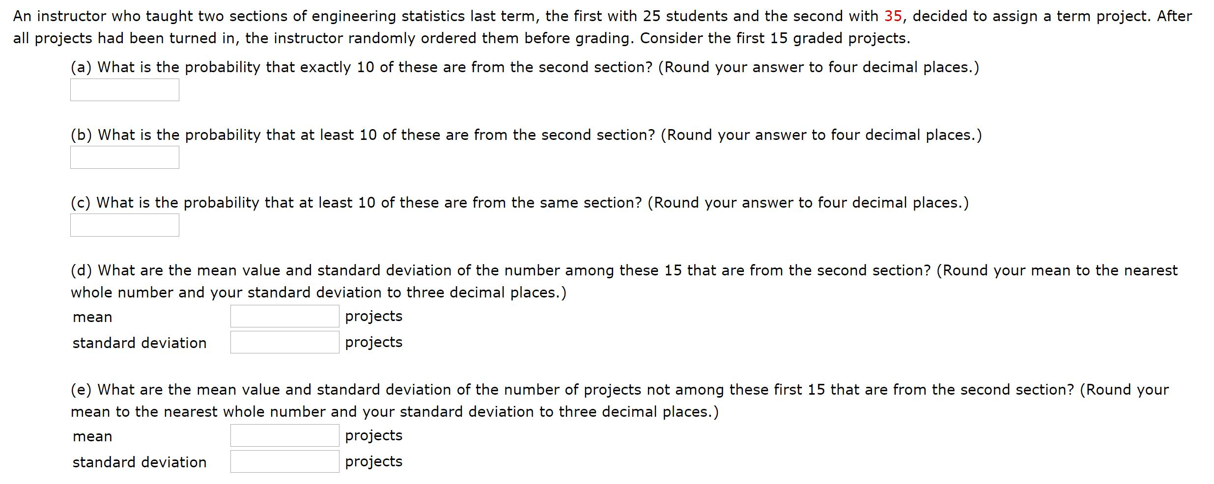 Solved An instructor who taught two sections of engineering | Chegg.com
