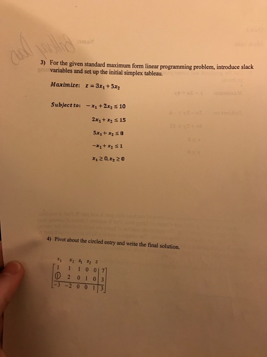 Solved For the given standard maximum form linear | Chegg.com