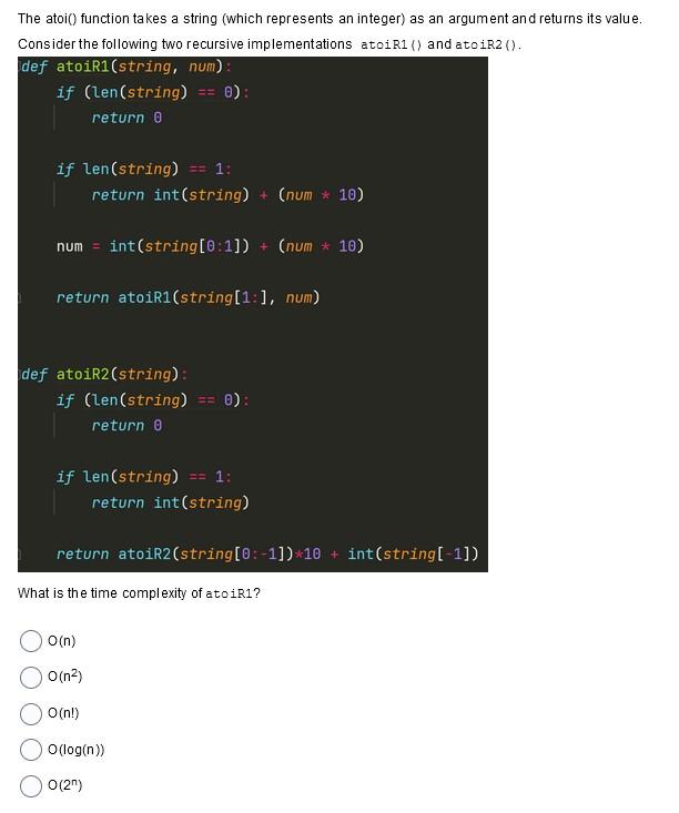 Solved Consider a recursive function decToBin (decimal) that | Chegg.com