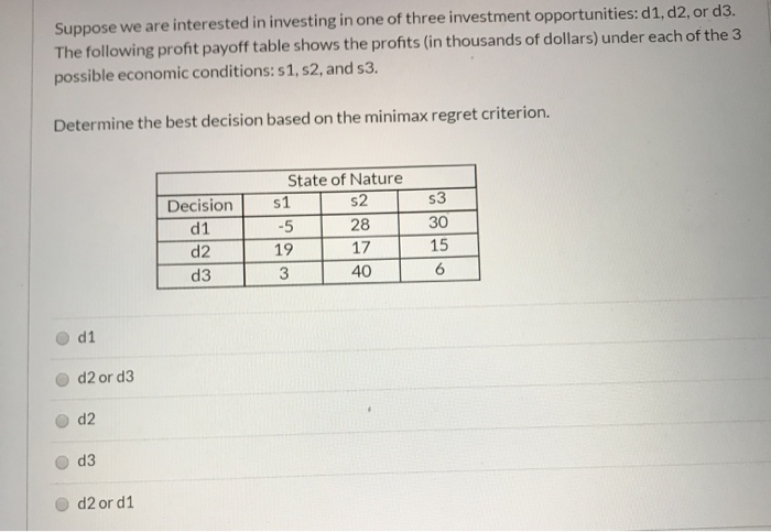 Solved Suppose we are interested in investing in one of | Chegg.com