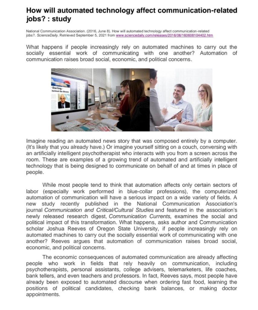 Solved What are your thoughts on the short article attached | Chegg.com