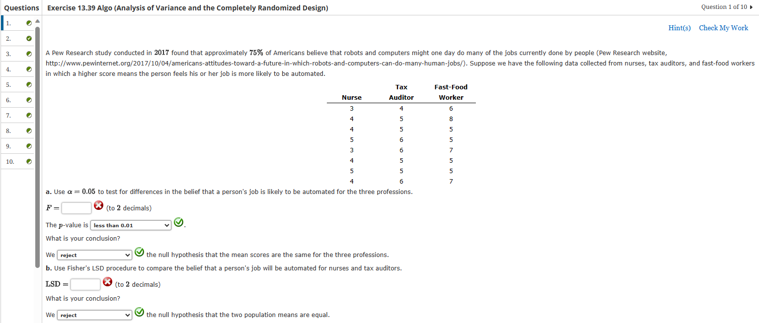 Solved Exercise 13.39 Algo (Analysis of Variance and the | Chegg.com