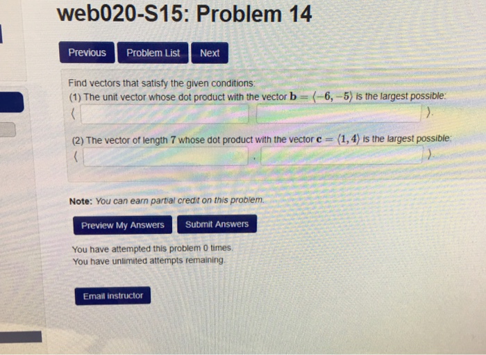 Solved web020-S15: Problem 14 2 Previous Problem List Next | Chegg.com