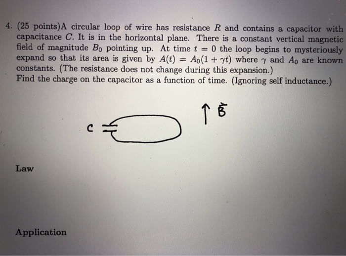 Solved 4. (25 points)A circular loop of wire has resistance | Chegg.com