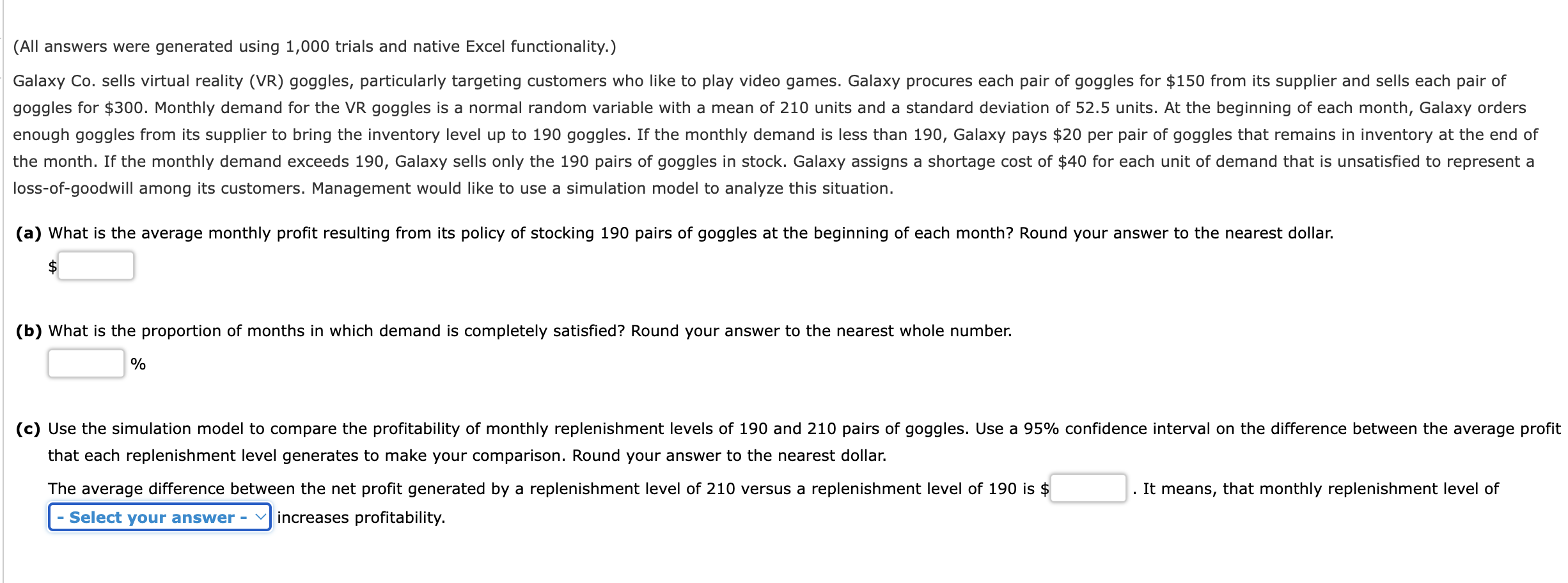 Solved (All answers were generated using 1,000 trials and | Chegg.com