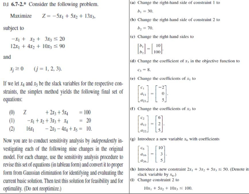 Solved |(a) Change the right-hand side of constraint 1 to b | Chegg.com