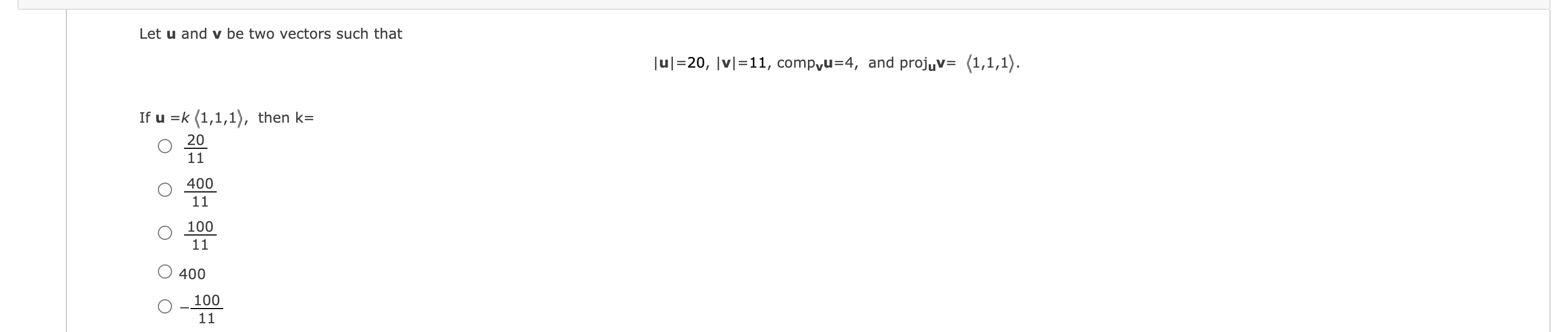 Solved Let u and v be two vectors such that |u|=20, | Chegg.com
