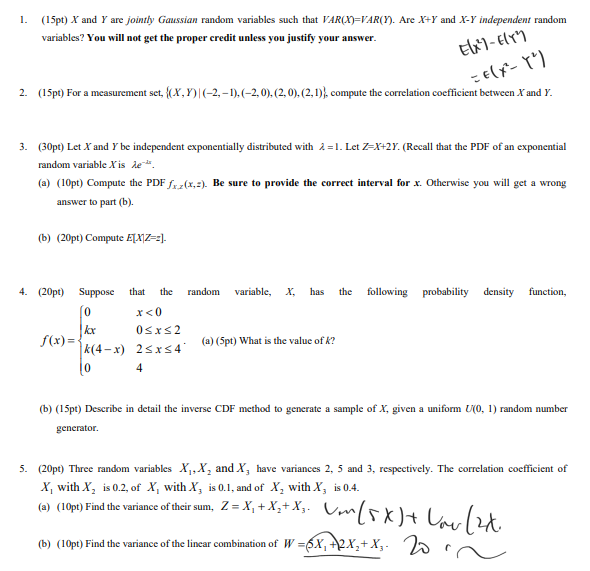 Solved (20pt) ﻿Three random variables x1,x2 ﻿and x3 ﻿have | Chegg.com