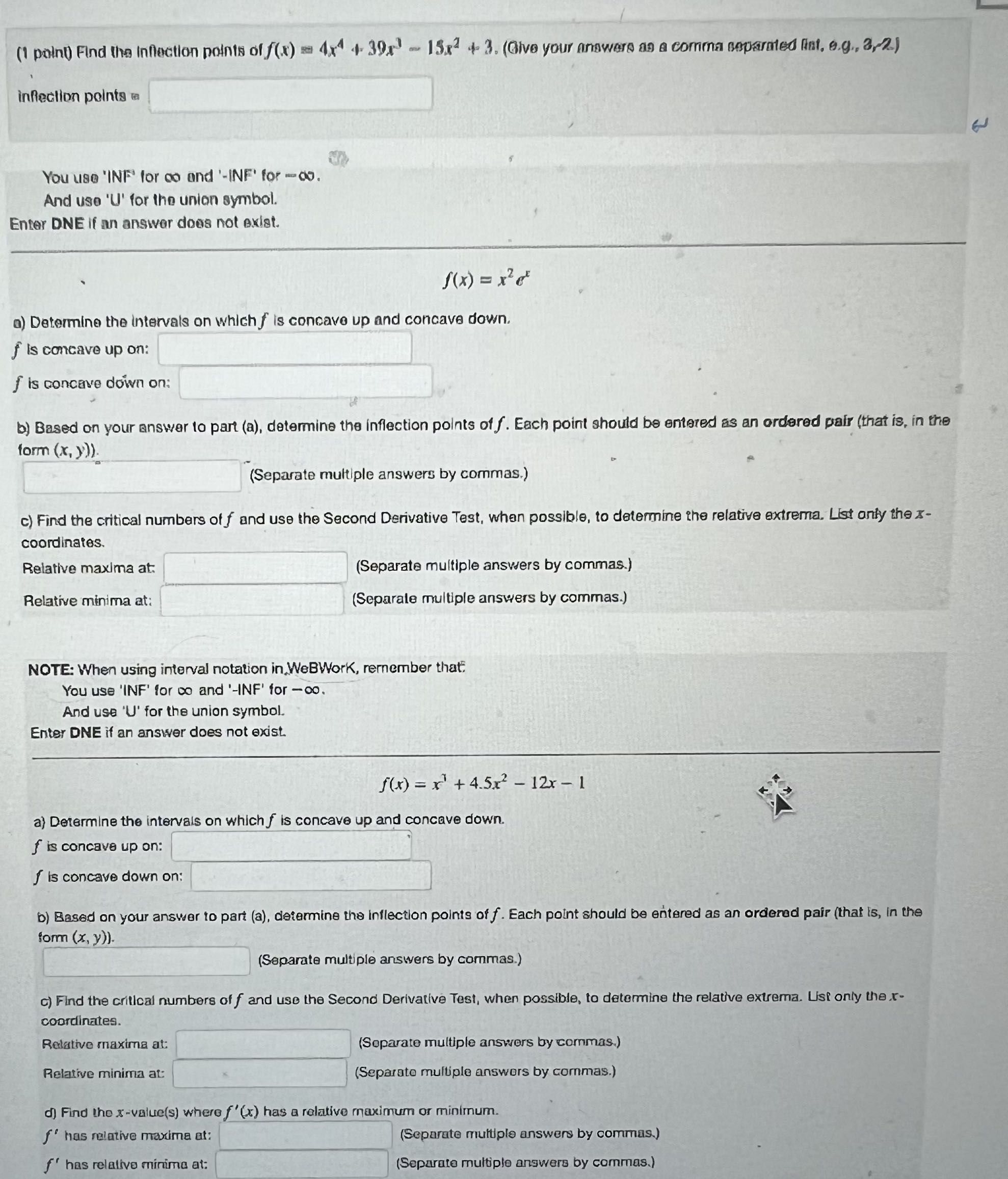 Solved infection points w You use 'INF' for co and '-INF' | Chegg.com