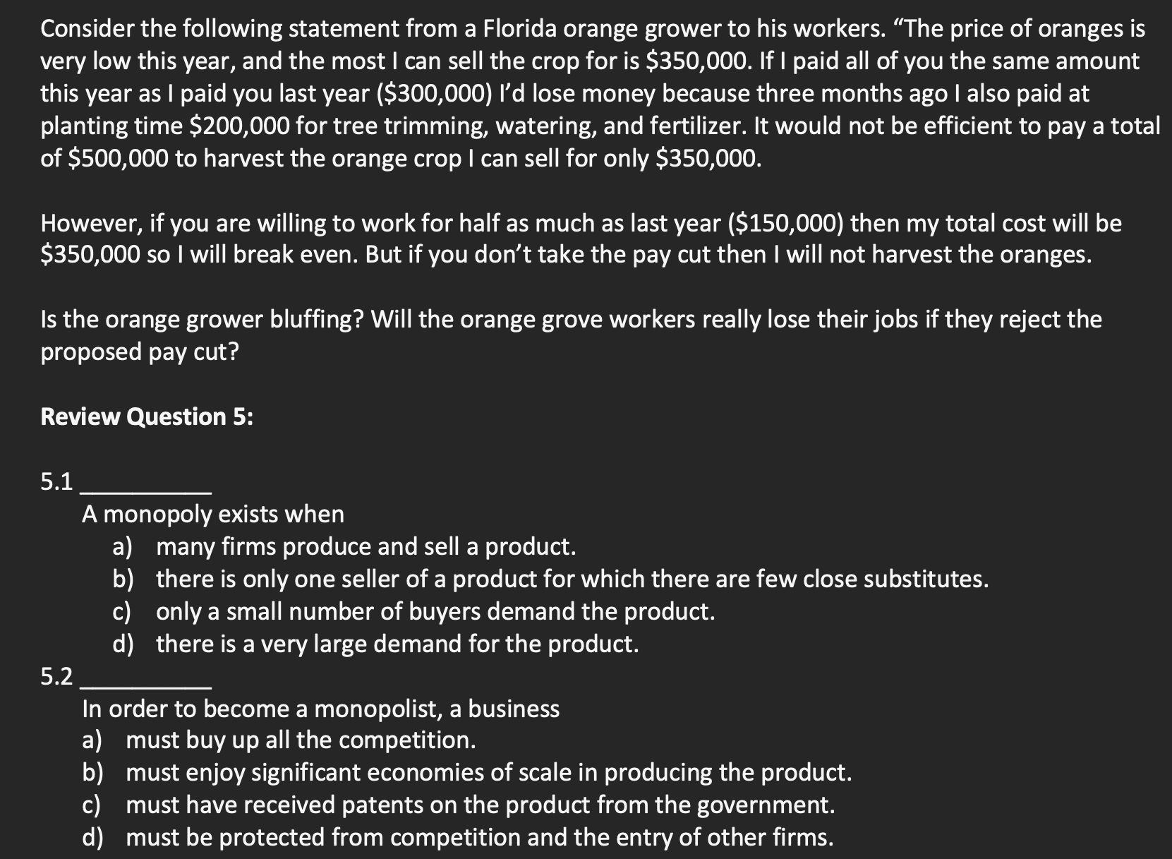 Solved Consider the following statement from a Florida | Chegg.com