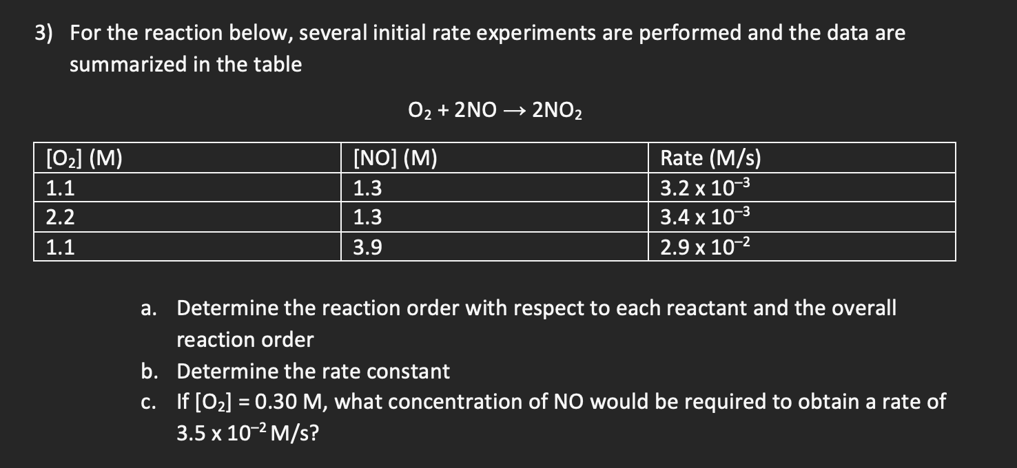 Solved For the reaction below, several initial rate | Chegg.com