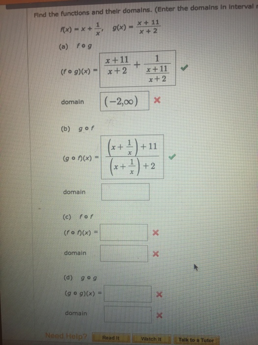 Solved Find the functions and their domains. (Enter the | Chegg.com