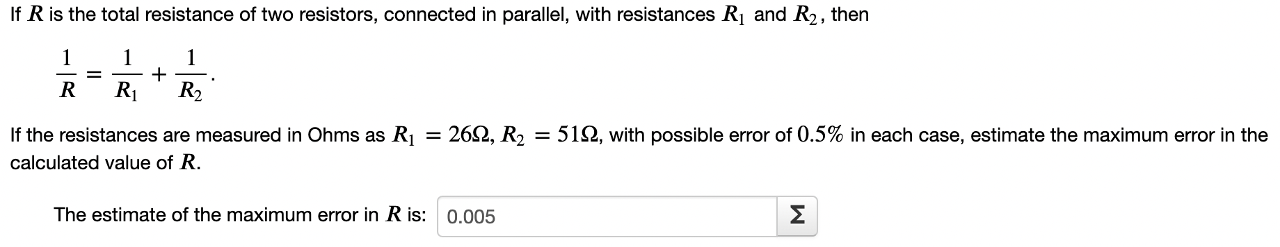 Solved If R is the total resistance of two resistors, | Chegg.com