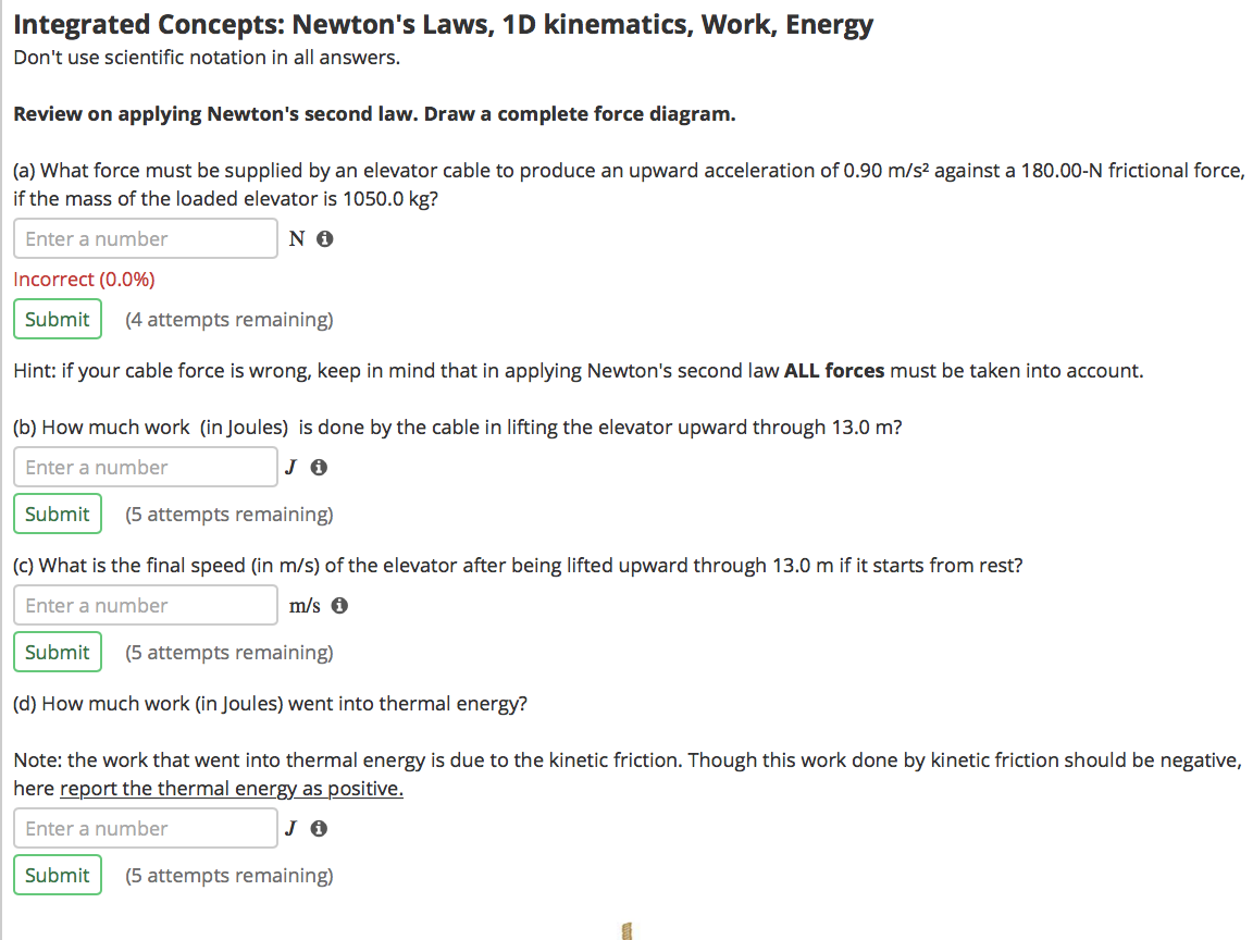 Solved Integrated Concepts: Newton's Laws, 1D kinematics, | Chegg.com