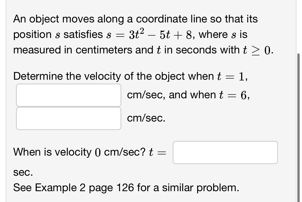 Solved An Object Moves Along A Coordinate Line So That Its