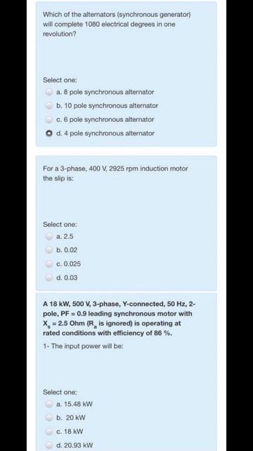 Solved Which of the alternators (synchronous generator) will | Chegg.com