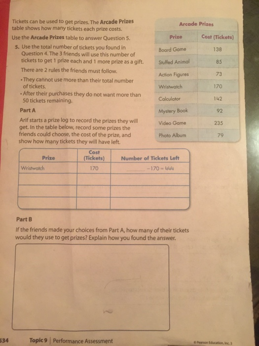 Solved Tickets can be used to get prizes. The Arcade Prizes | Chegg.com