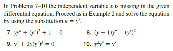 Solved In Problems 7–10 the independent variable x is | Chegg.com