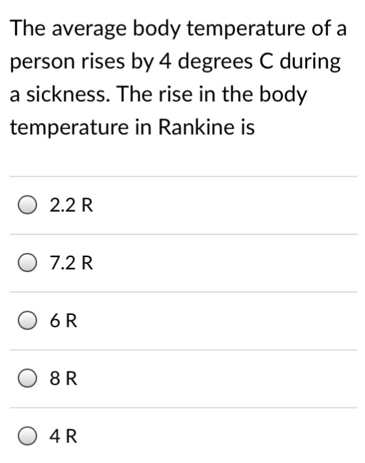 Solved The average body temperature of a person rises by 4 | Chegg.com