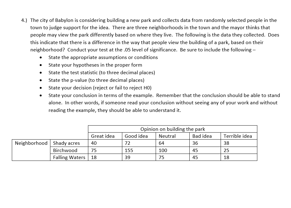 Solved 4.) The city of Babylon is considering building a new | Chegg.com