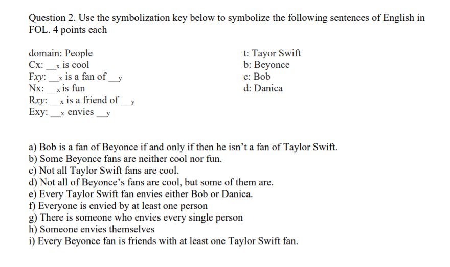 Solved Question 2. Use the symbolization key below to | Chegg.com