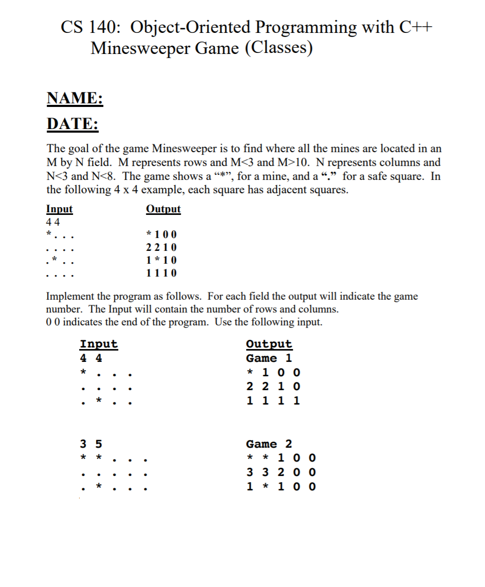 Solved Cs 140 Object Oriented Programming With C 