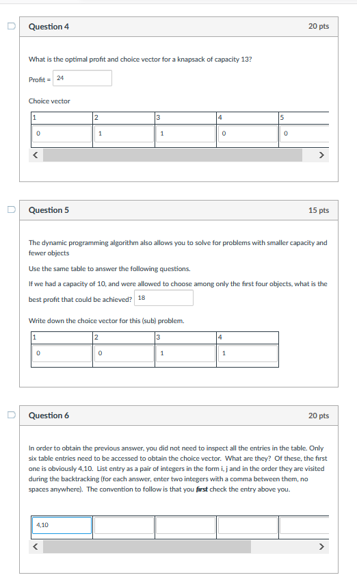 Solved Given the following 0/1 knapsack problem: 5 objects, | Chegg.com