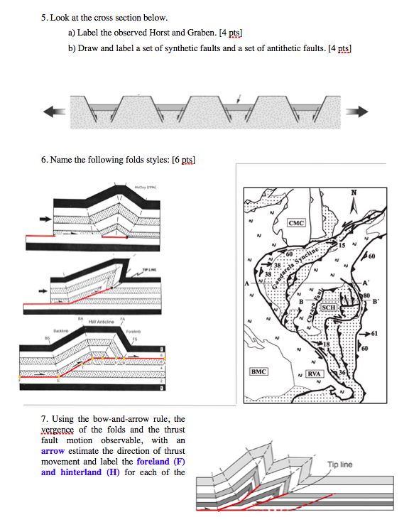 Solved 5. Look at the cross section below. a) Label the | Chegg.com