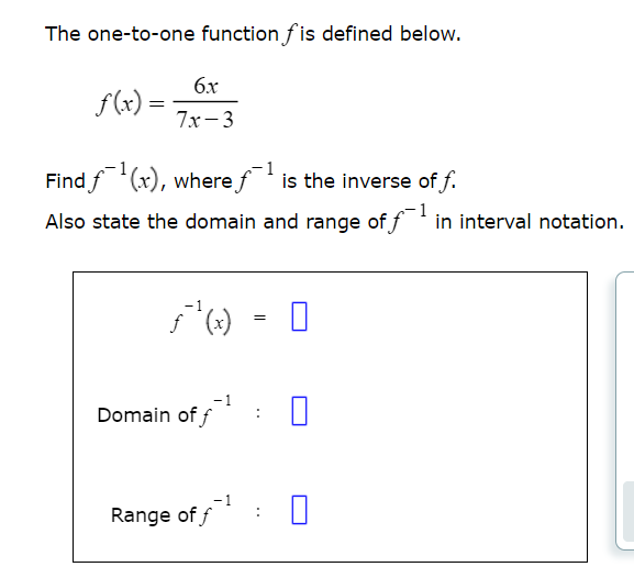Solved The one-to-one function f is defined below. | Chegg.com