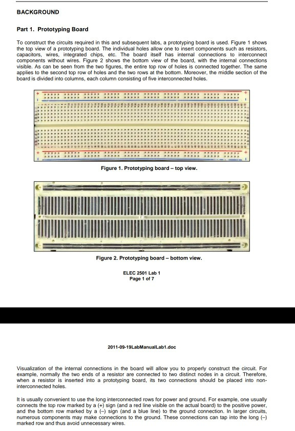 Solved BACKGROUND Part 1. Prototyping Board To construct the | Chegg.com