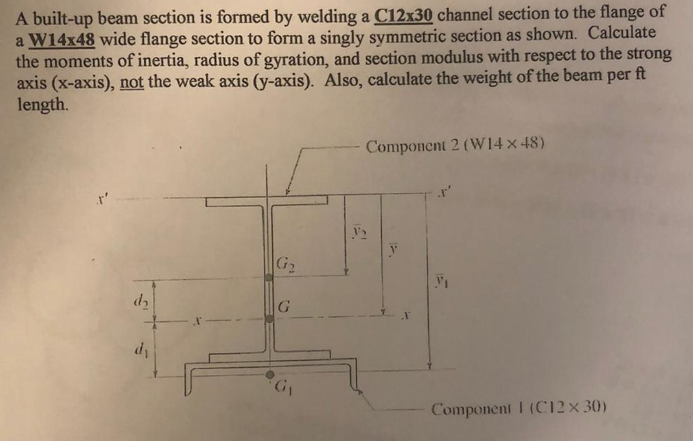 Solved A built-up beam section is formed by welding a C12x30 | Chegg.com