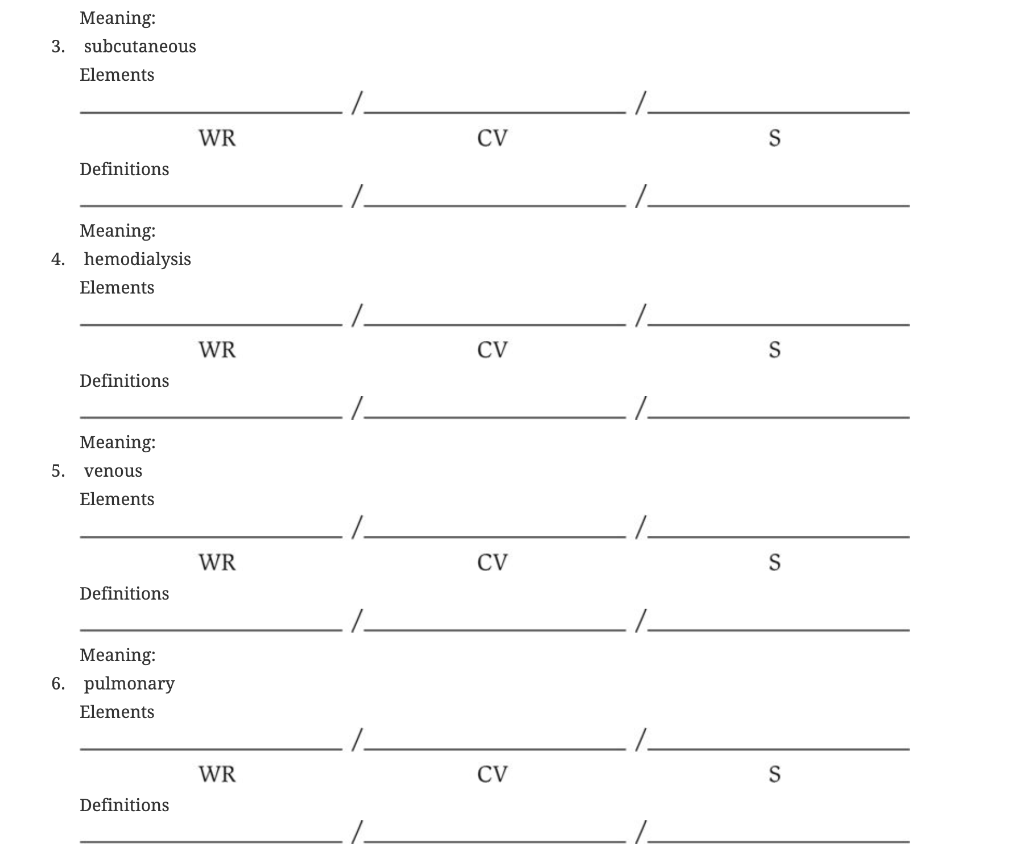 Solved Divide each word into all of its elements; prefix | Chegg.com