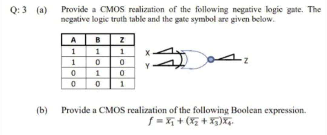 Solved Q: 3 (a) Provide a CMOS realization of the following | Chegg.com