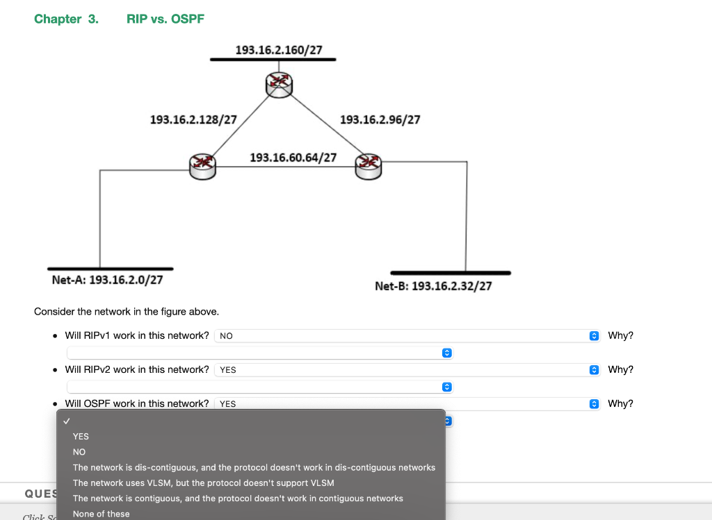 Solved Chapter 3. RIP vs. OSPF YES NO The network is | Chegg.com