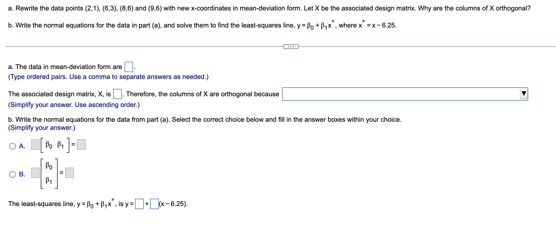 Solved a. Rewrite the data points (2,1),(6,3),(8,6) and | Chegg.com