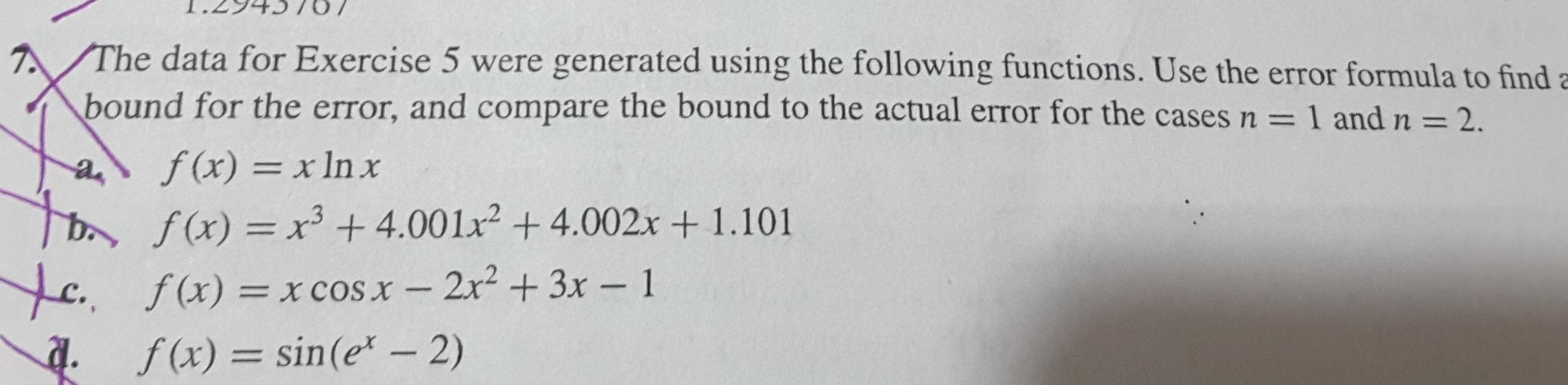 Solved The data for Exercise 5 were generated using the | Chegg.com