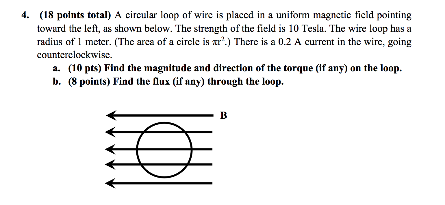 Solved 4. (18 points total) A circular loop of wire is | Chegg.com