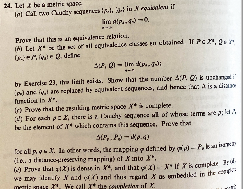 Solved 24 Let X Be A Metric Space A Call Two Cauchy